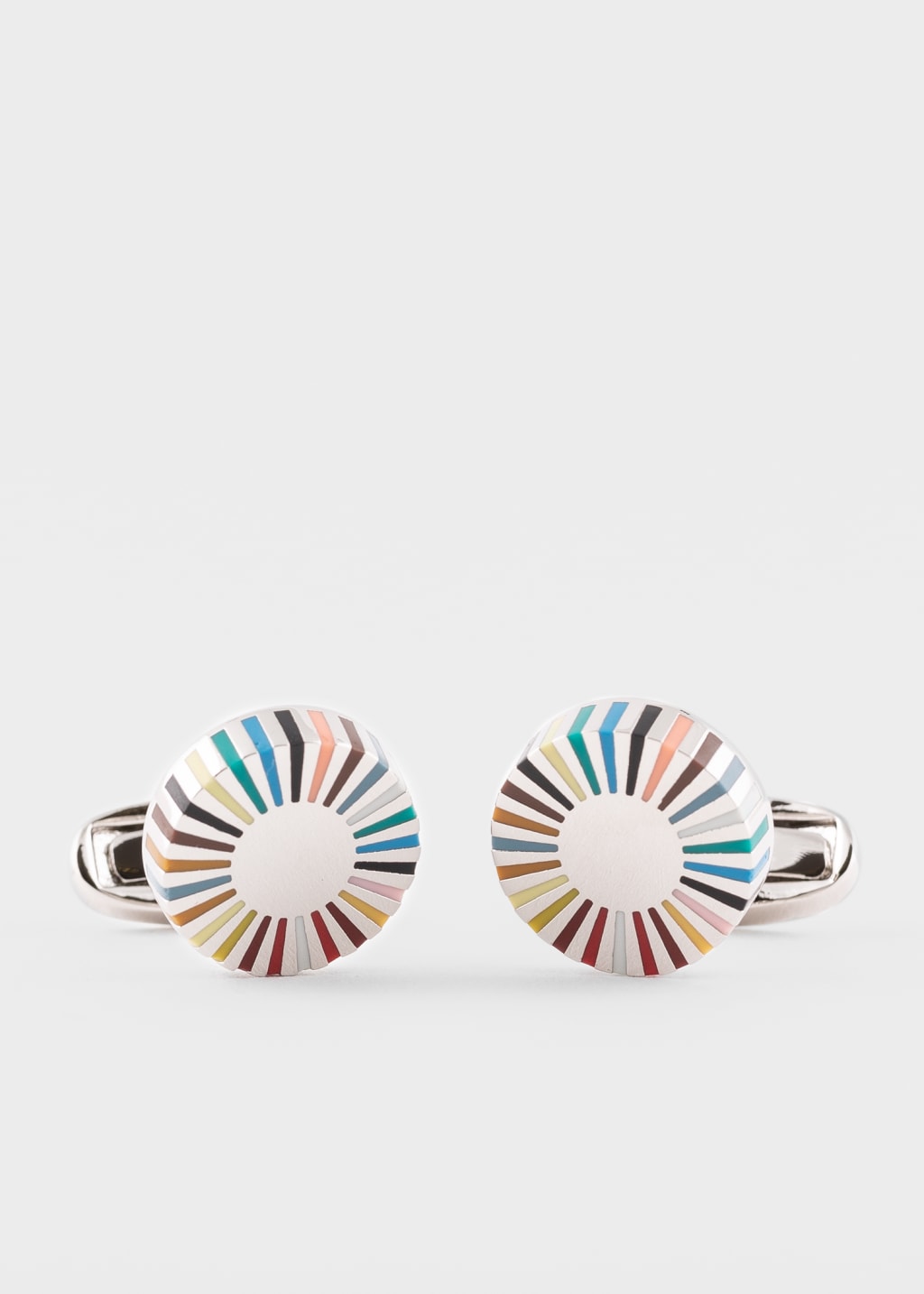 Men's Multi-Coloured Stripe Edge Circular Cufflinks