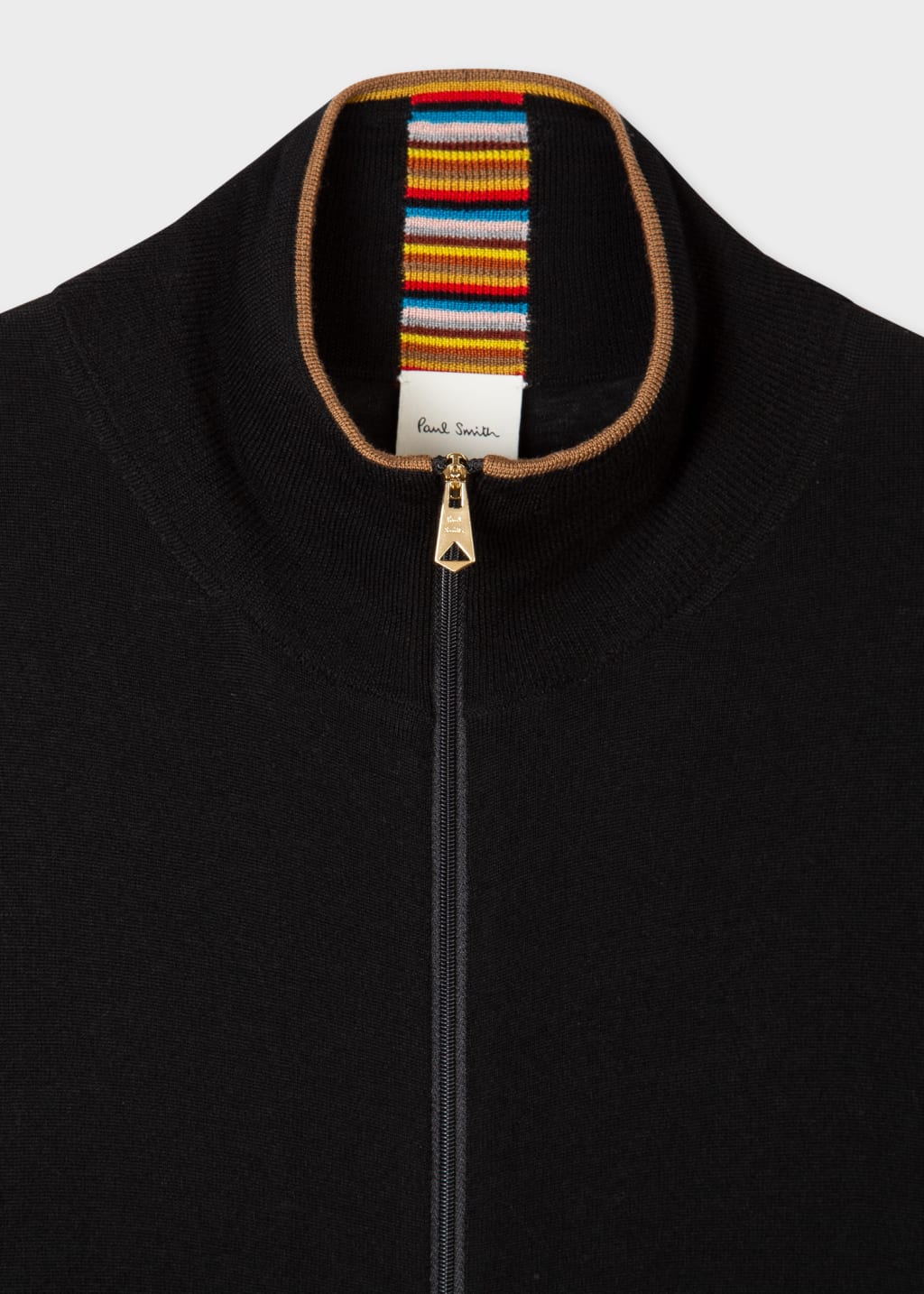 Men's Black Merino Wool Zip Cardigan