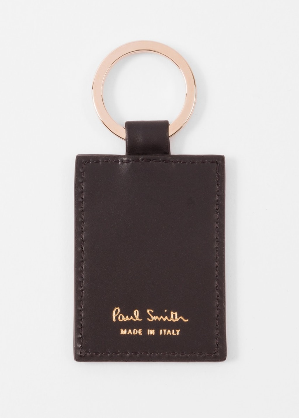 Black Calf Leather Monogrammed Keyring
