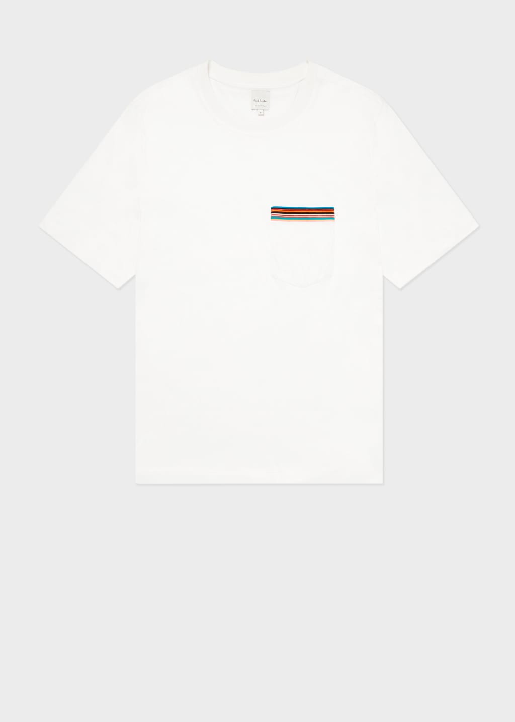 Men's White 'Signature Stripe' Pocket T-Shirt
