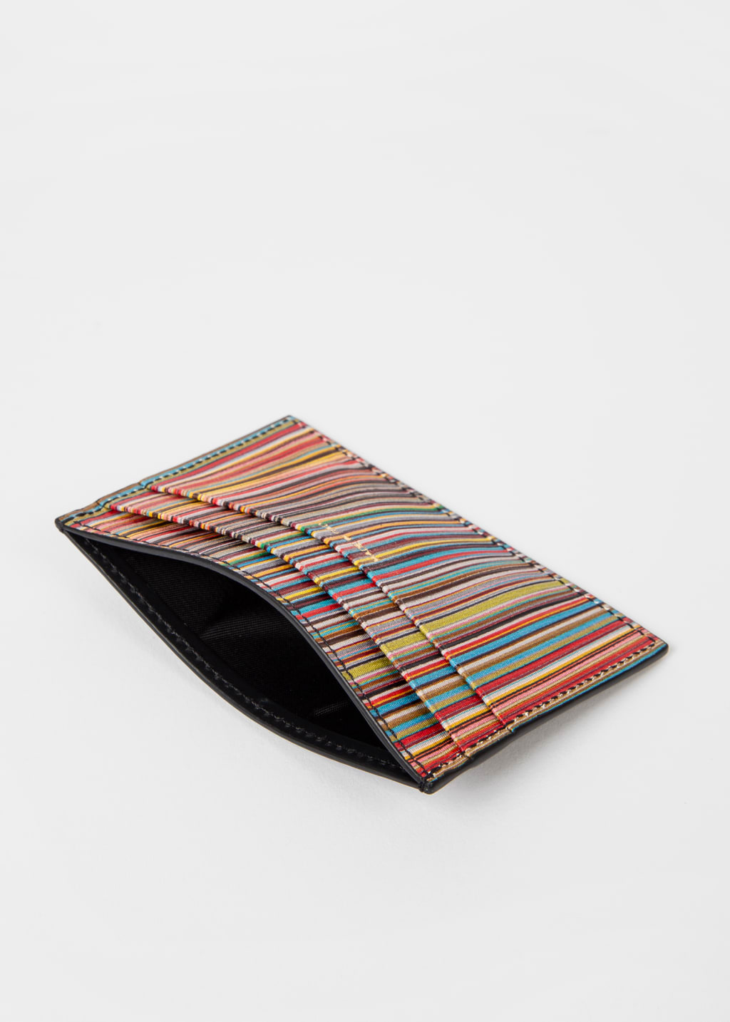 Black 'Signature Stripe' Leather Card Holder