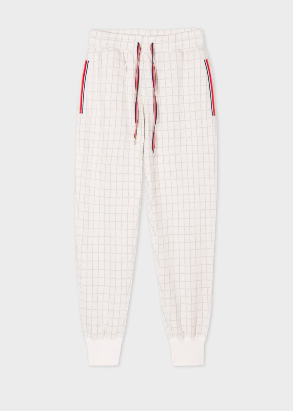 Women's Cream Jacquard Check Sweatpants