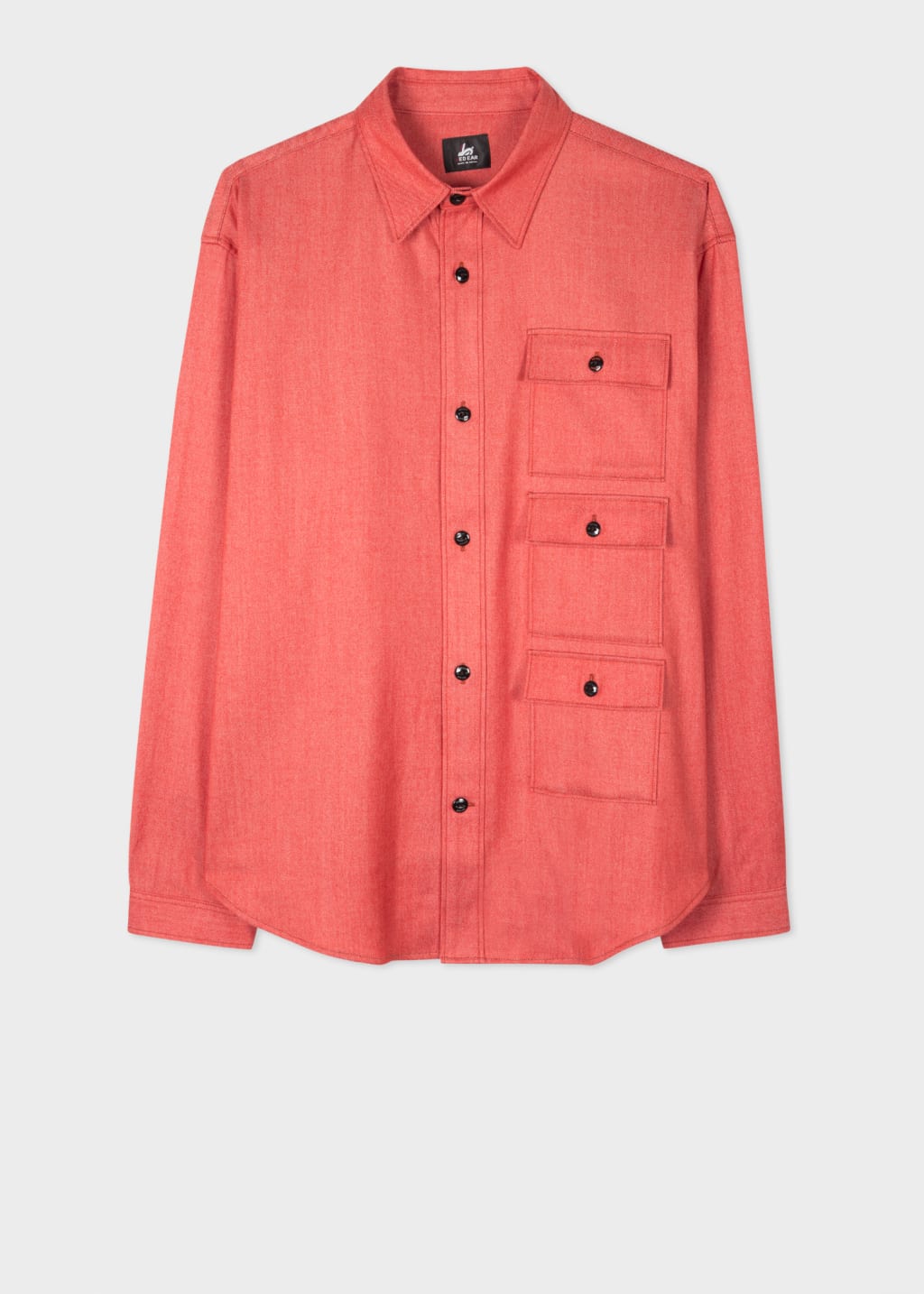 Men's Red Wool-Blend Triple-Pocket Red Ear Shirt