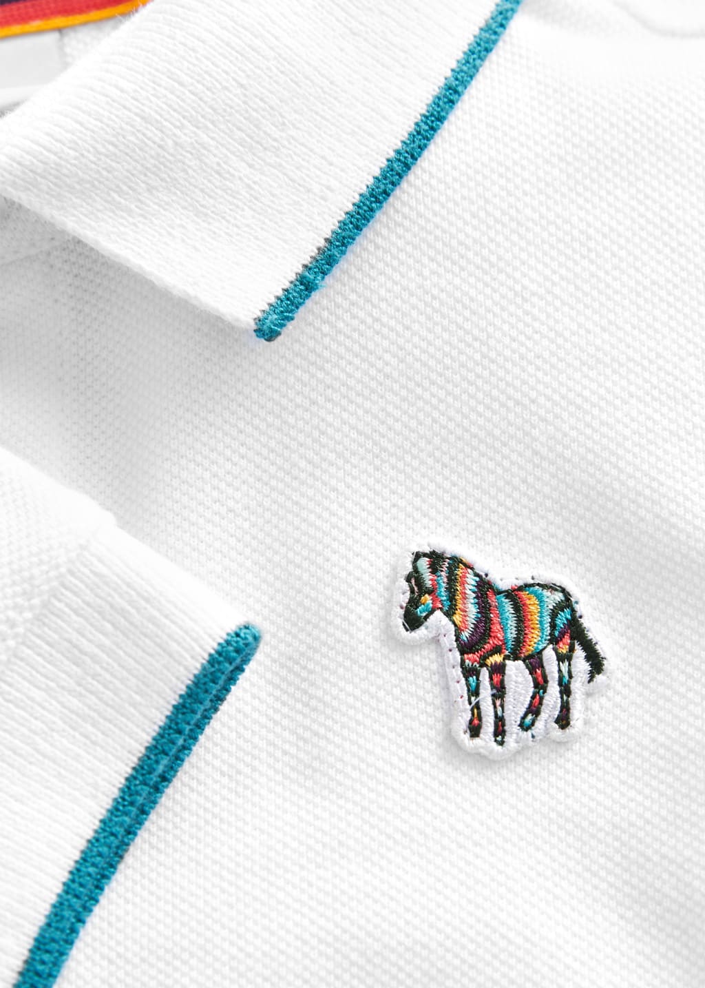 Babies White Cotton Piqué Zebra Polo Baby Grow