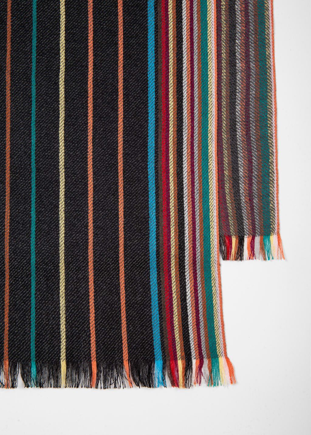 Men's Black Wool-Silk 'Signature Stripe' Scarf