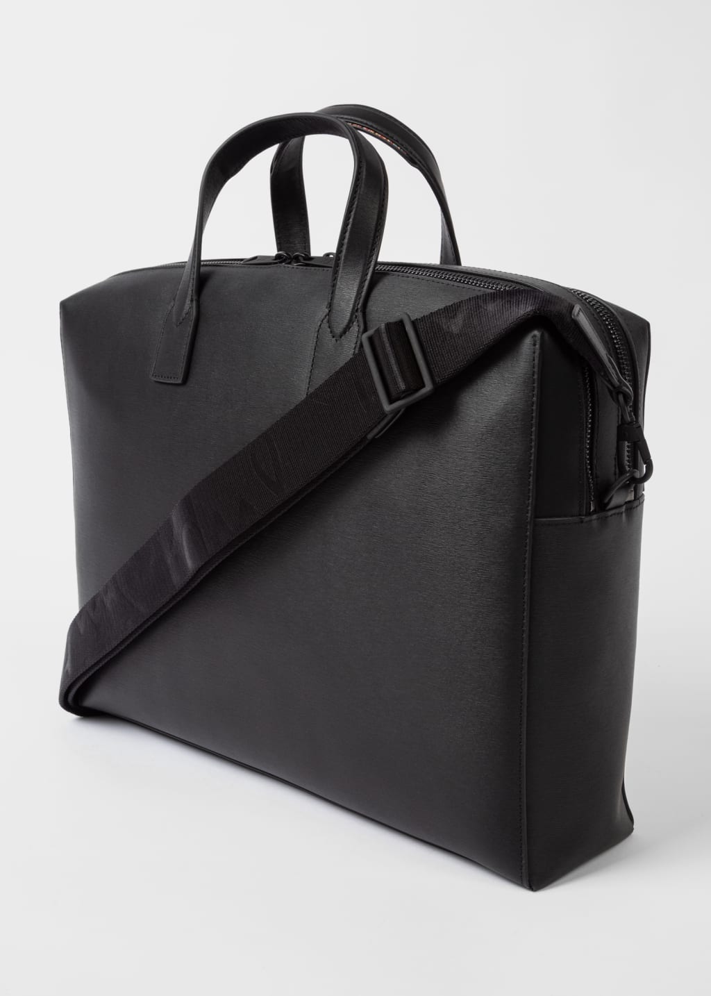 Black Embossed Leather Business Double-Zip Folio