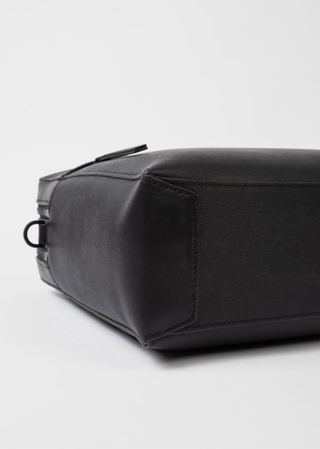 Black Embossed Leather Business Double-Zip Folio