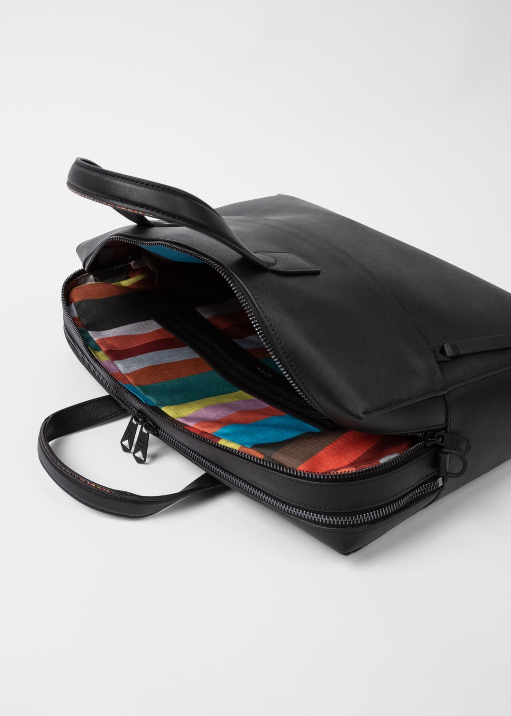 Black Embossed Leather Business Double-Zip Folio