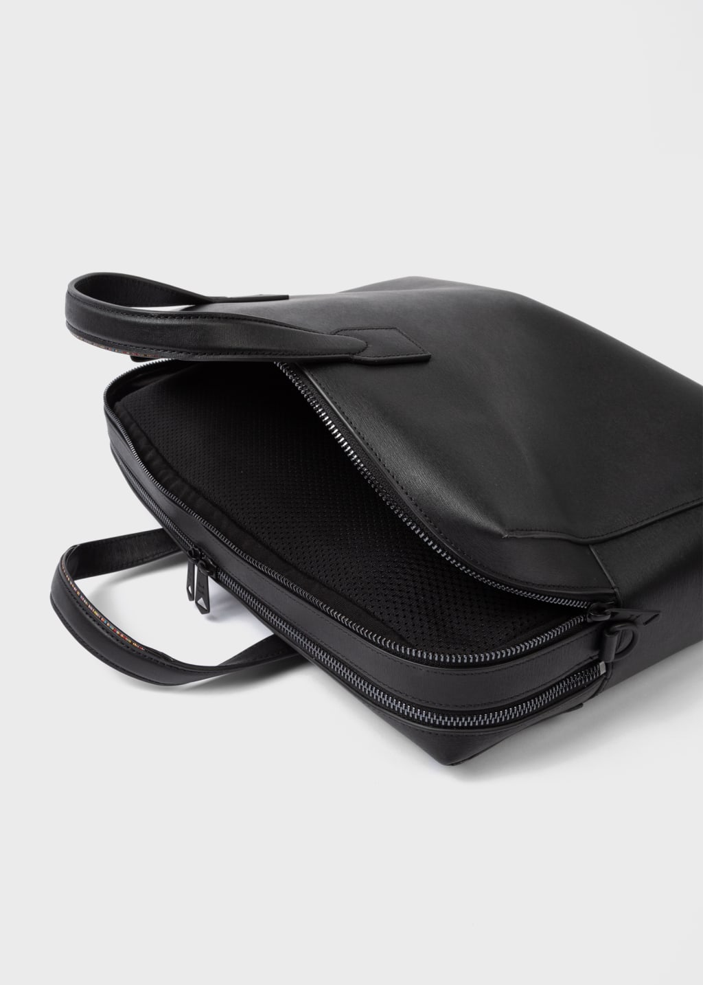 Black Embossed Leather Business Double-Zip Folio