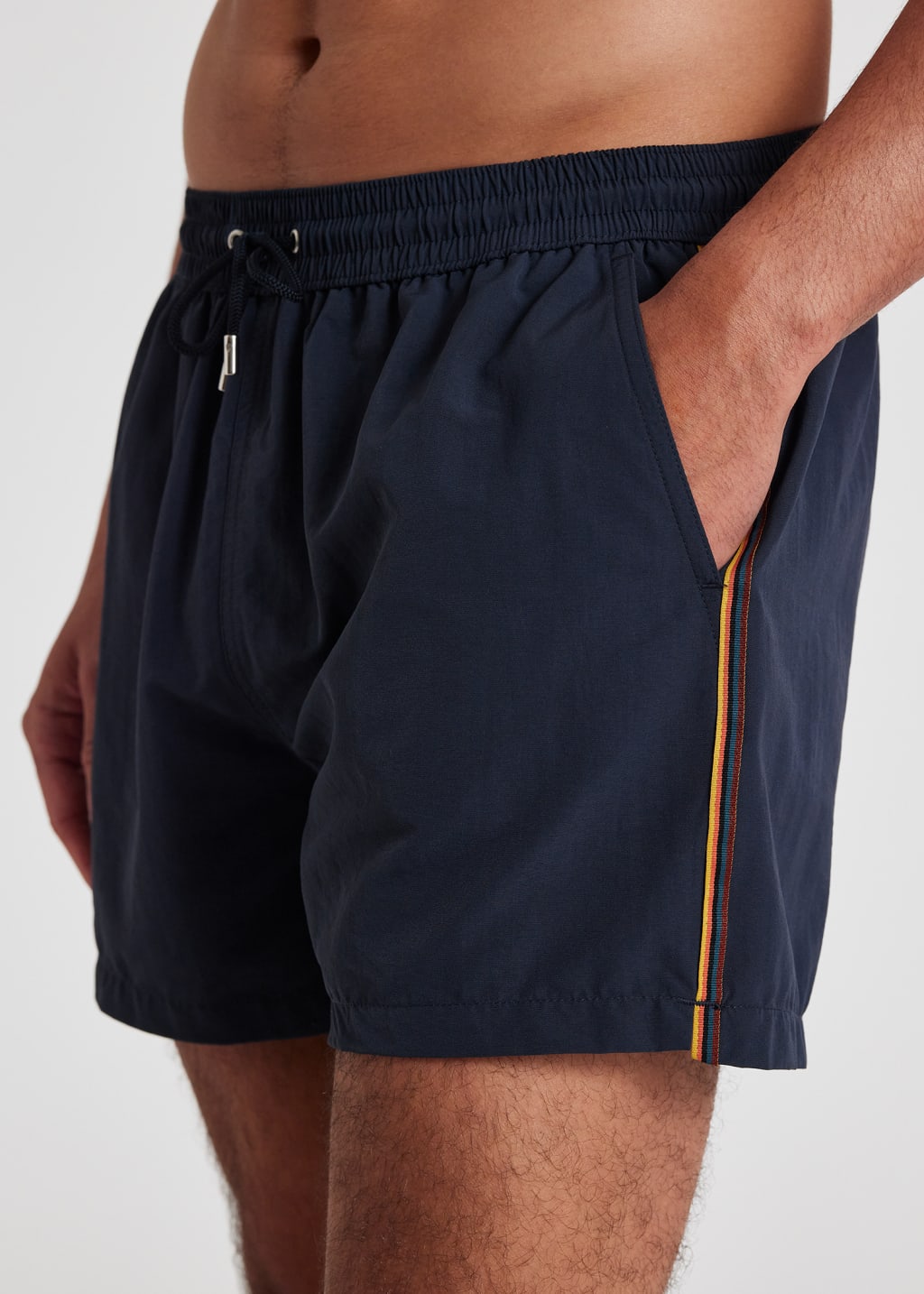 Men's Navy Blue Swim Shorts With 'Artist Stripe' Trim
