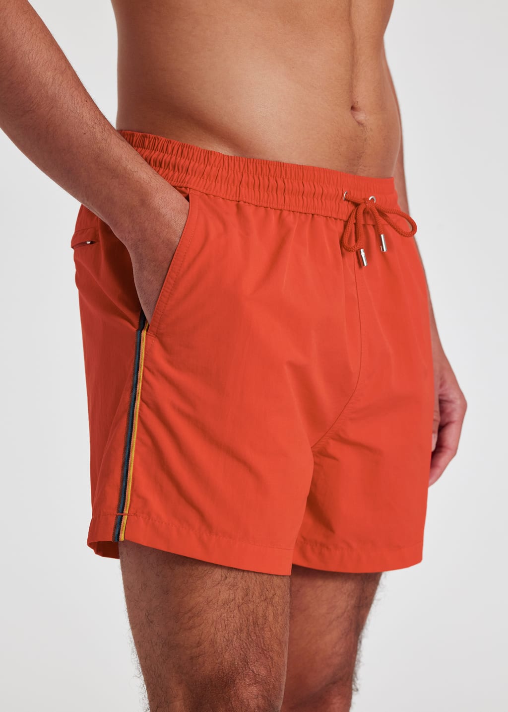 Men's Red Swim Shorts With 'Artist Stripe' Trim