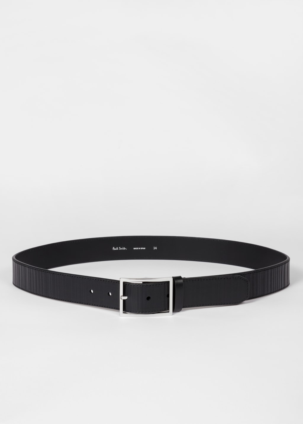 Men's Black 'Shadow Stripe' Leather Belt
