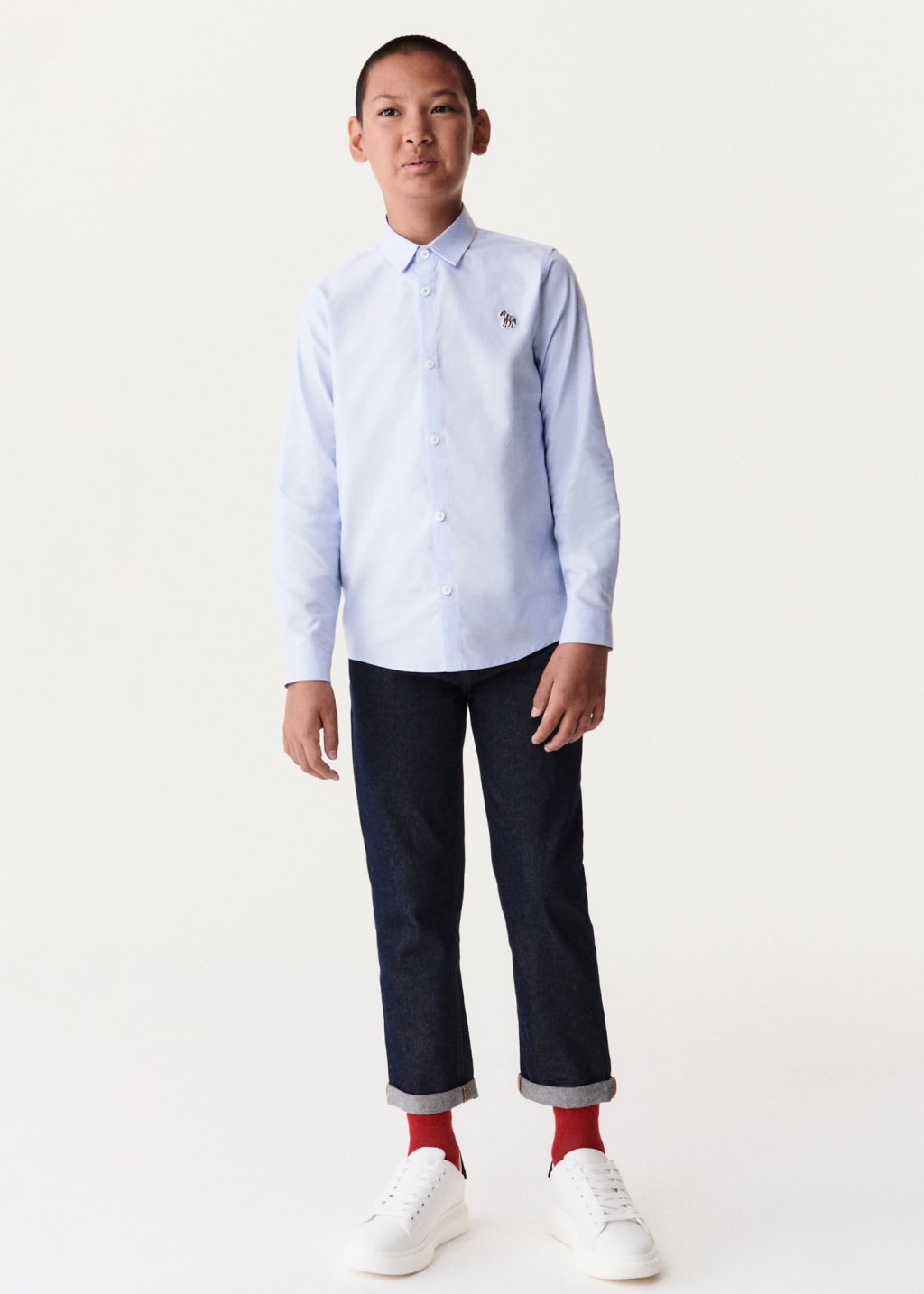 2-13 Years Blue Zebra Logo Oxford Shirt