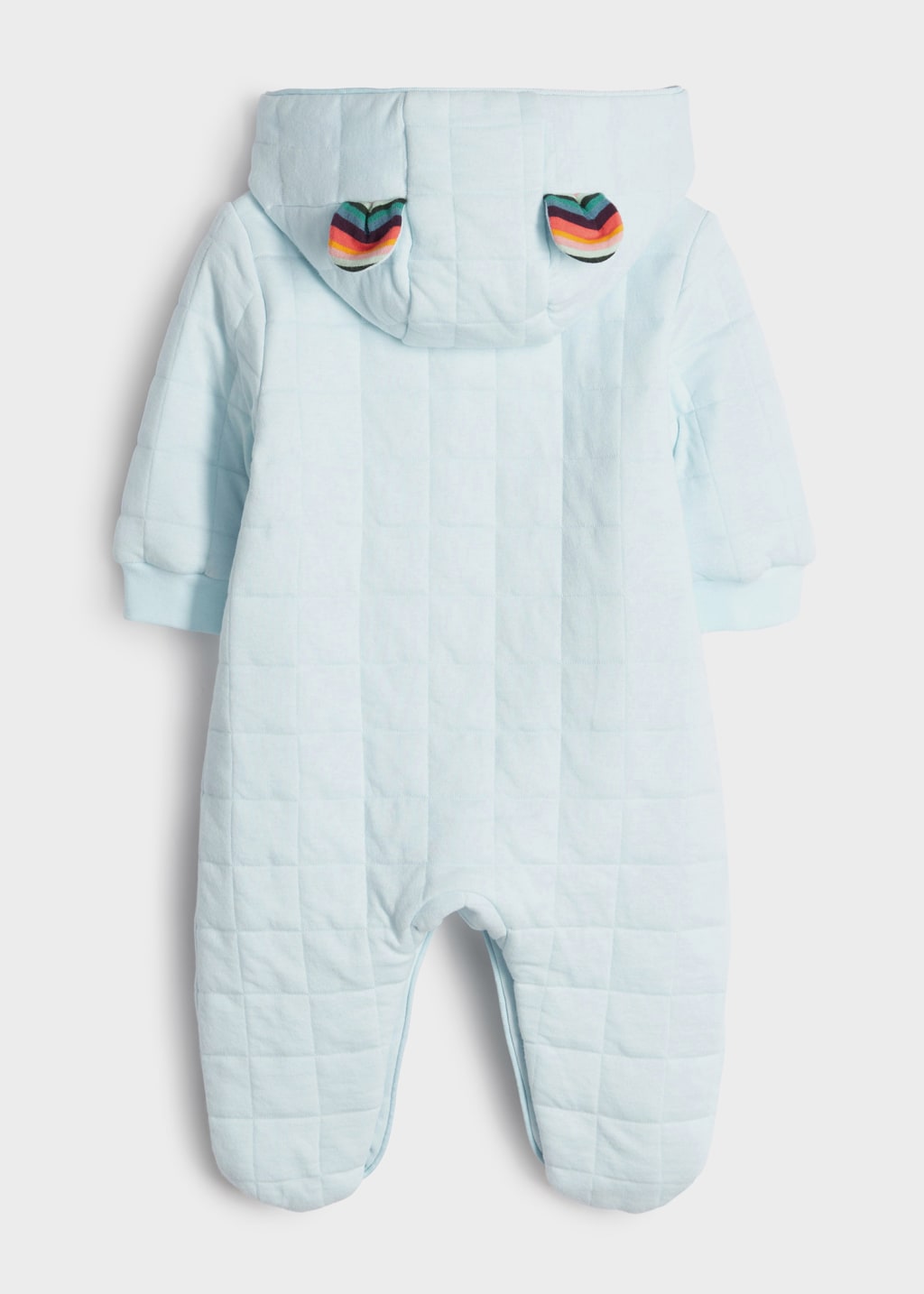 Babies Pale Blue Zebra Logo Quilted Baby Grow