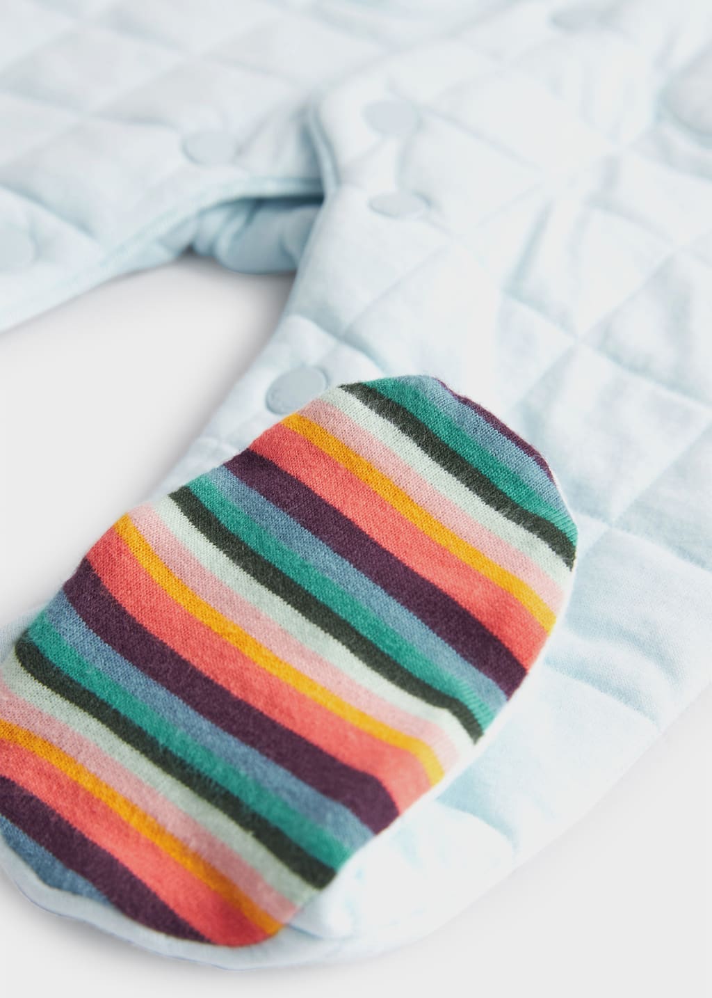 Babies Pale Blue Zebra Logo Quilted Baby Grow