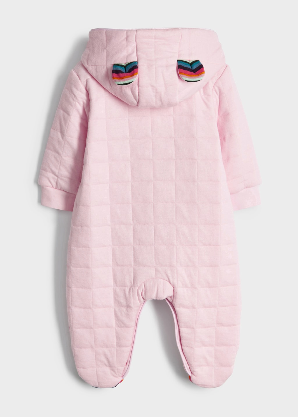 Babies Light Pink Zebra Logo Quilted Baby Grow