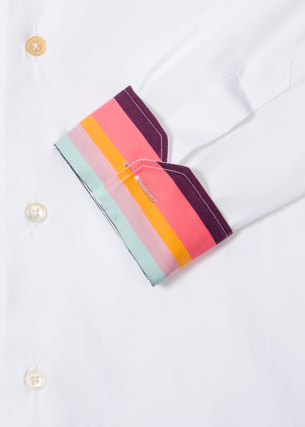 Super Slim-Fit White Shirt With 'Artist Stripe' Cuff Lining