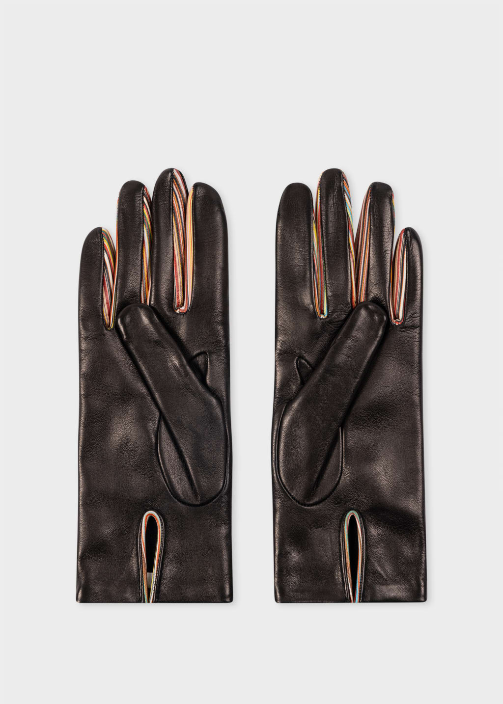 Women's Black Leather 'Signature Stripe' Gloves