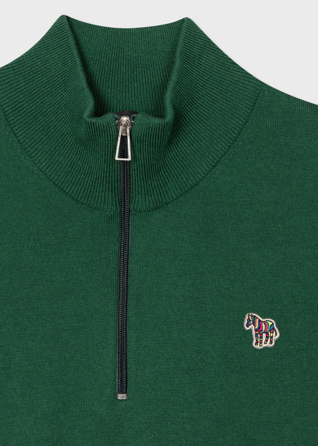 Men's Dark Green Half Zip Zebra Logo Sweater