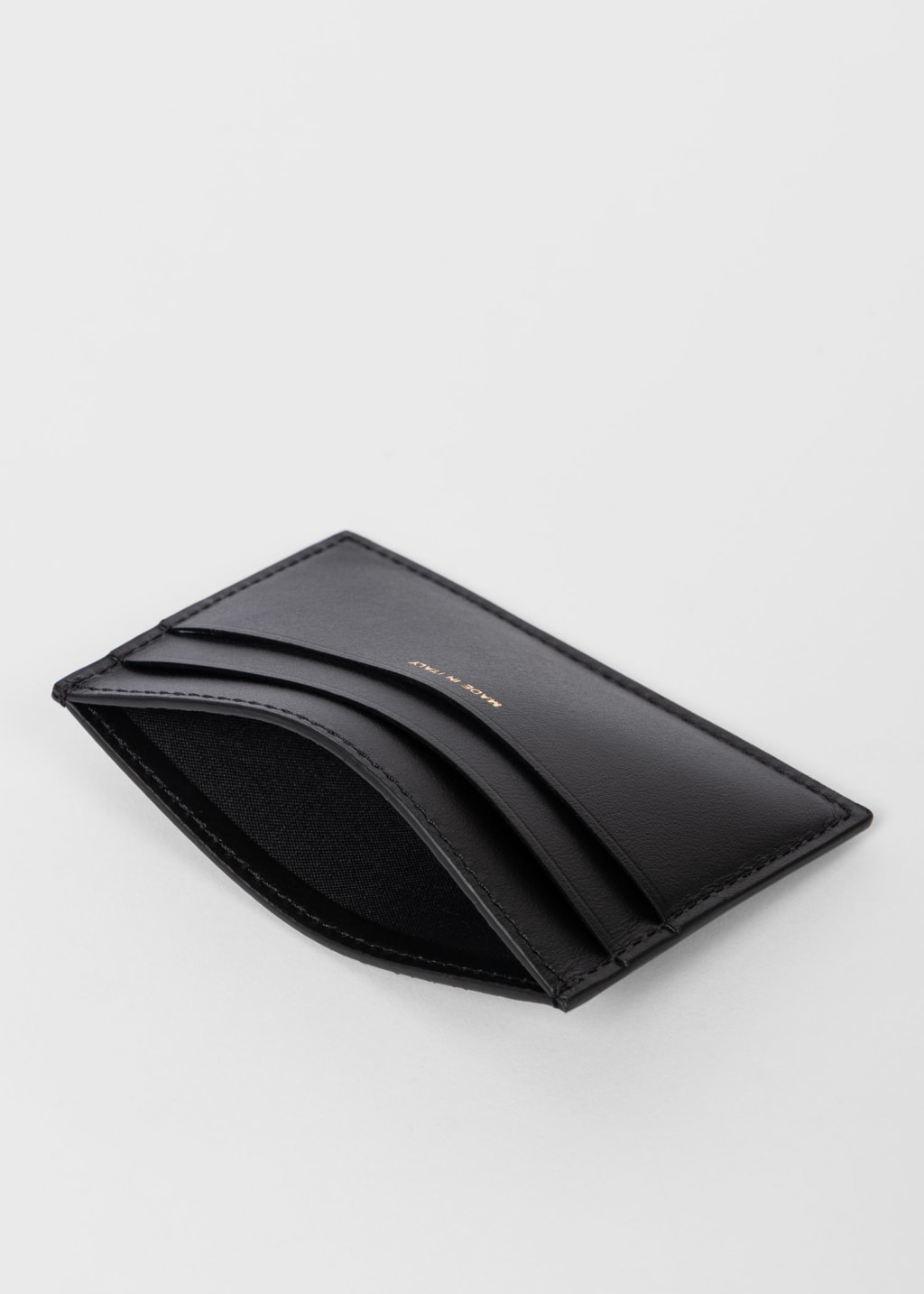 Black Leather 'Signature Stripe Block' Credit Card Holder