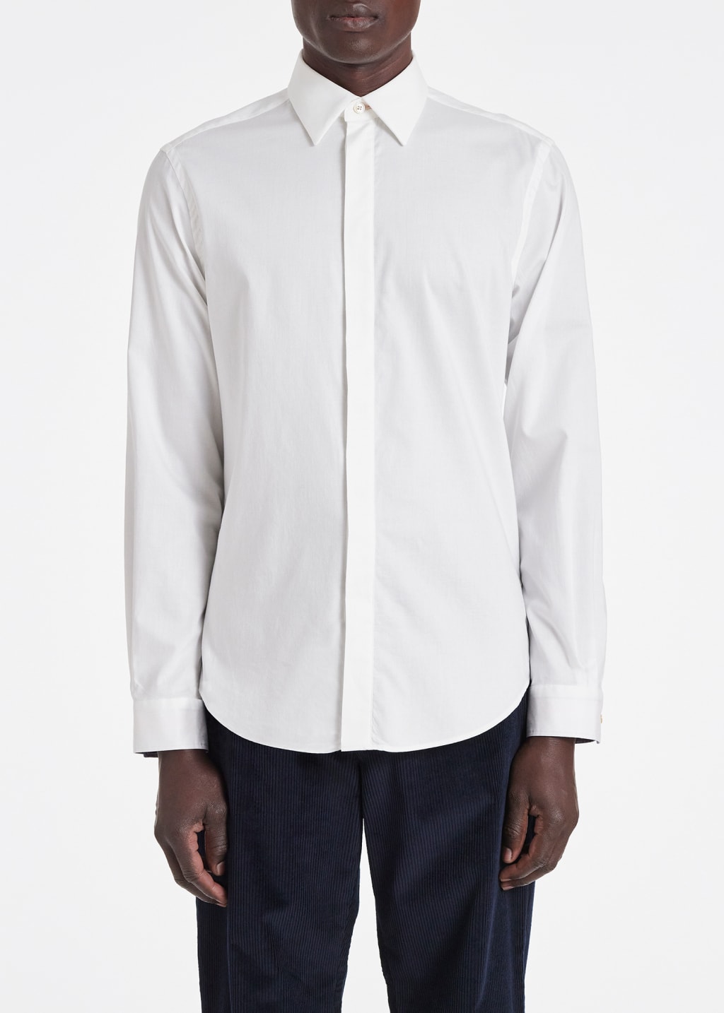 Slim-Fit White Cotton Twill Easy Care Shirt