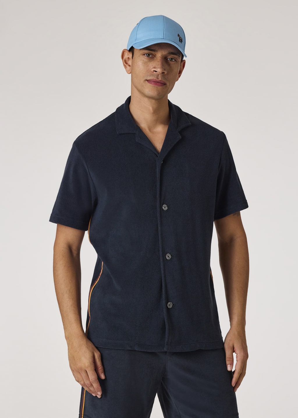 Men's Navy Blue Towelling Lounge Shirt