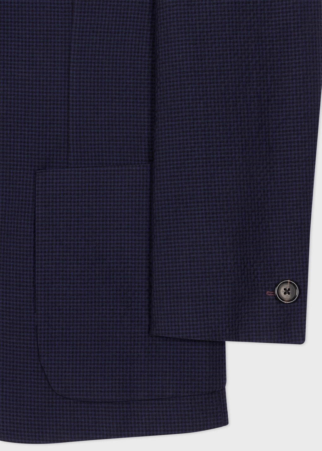 Mid-Fit Dark Navy Microcheck Unlined Wool-Cotton Blazer