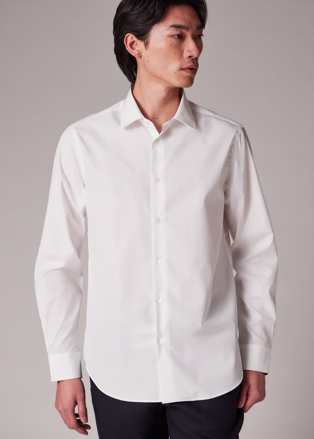 Men's Slim-Fit White Shirt With 'Artist Stripe' Cuff Lining