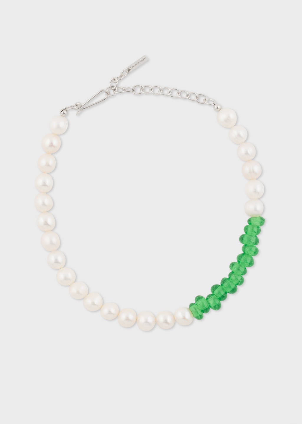Pearl And Green Glass Bead Bracelet By Completedworks