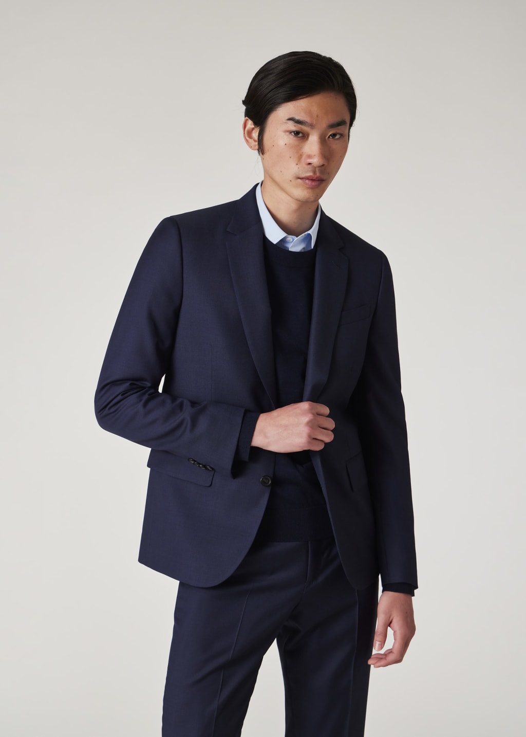 The Soho - Tailored-Fit Navy Sharkskin Suit