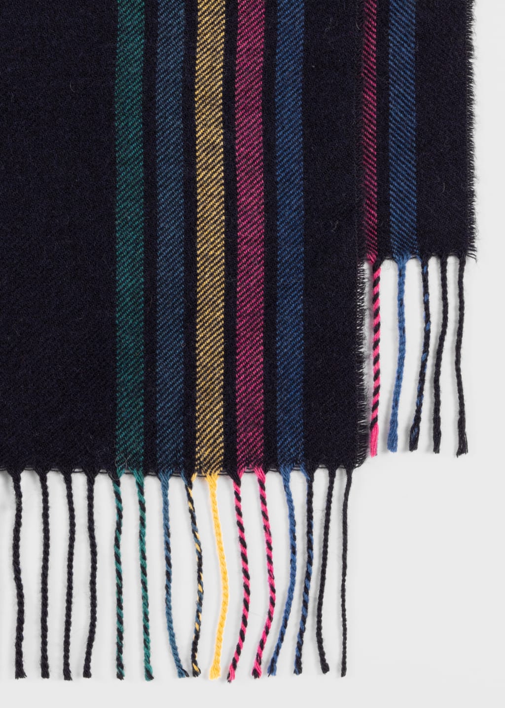 Men's Dark Blue Wool-Blend 'Sports Stripe' Scarf