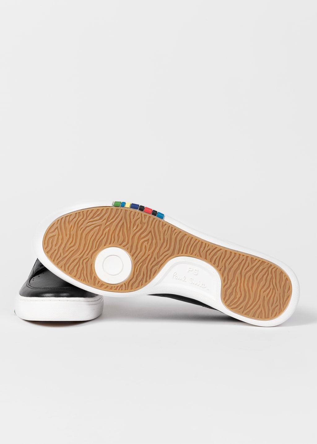 Black Leather 'Cosmo' Trainers With White Sole