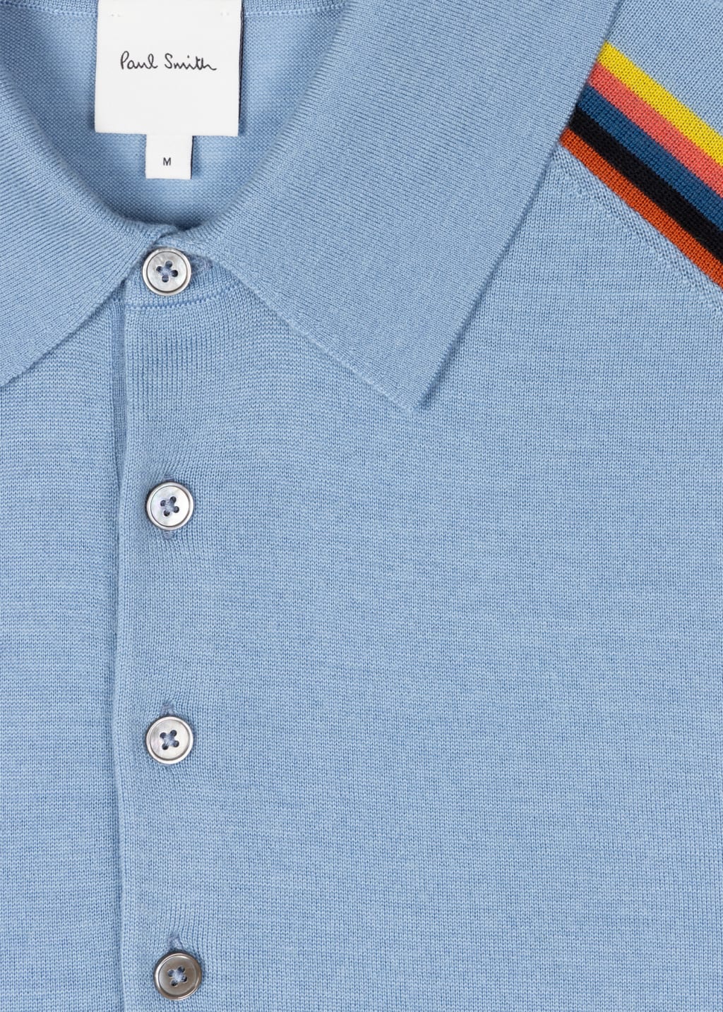 Men's Light Blue 'Artist Stripe' Washable Wool Polo Shirt