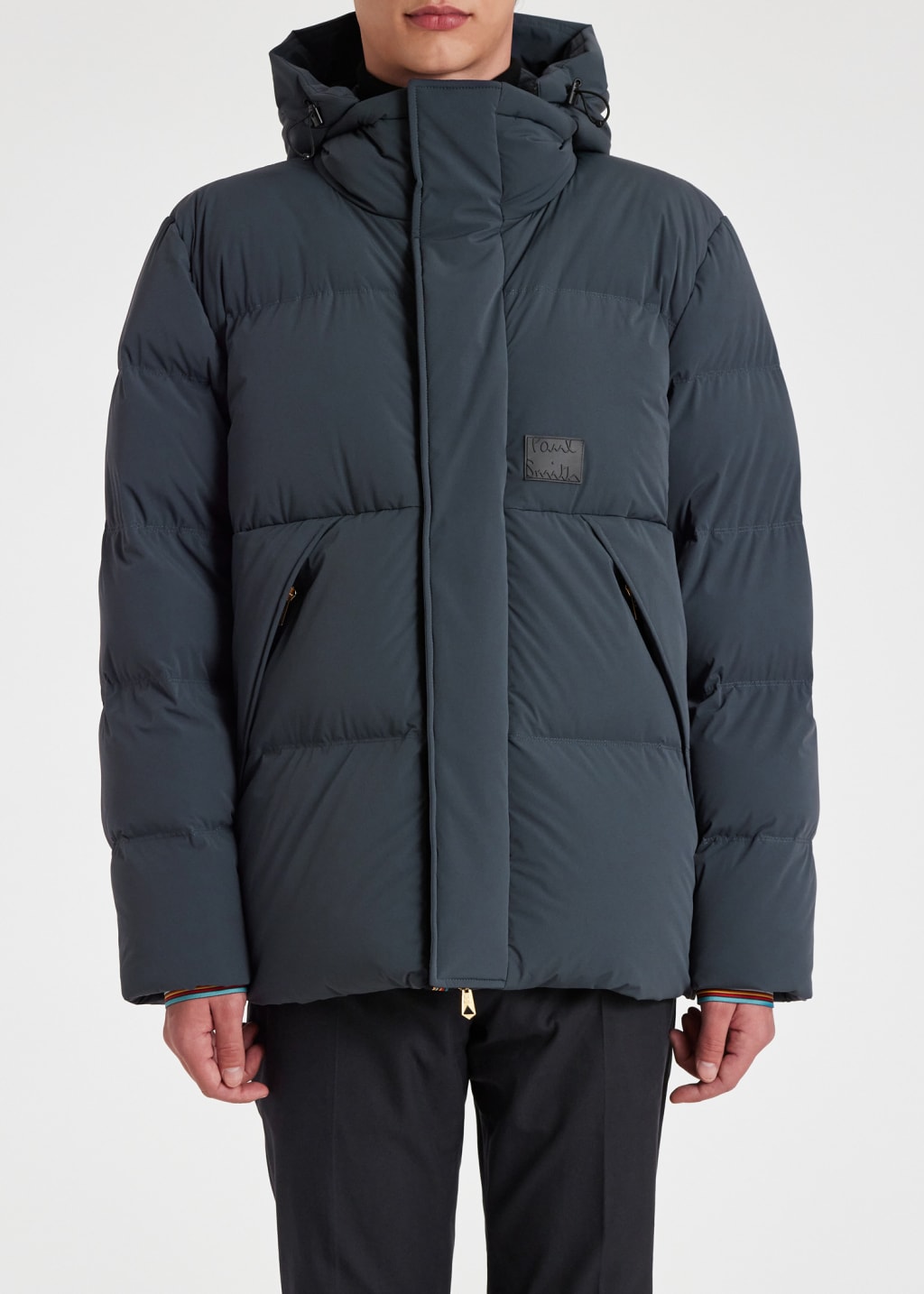 Men's Washed Navy Hooded Down Coat