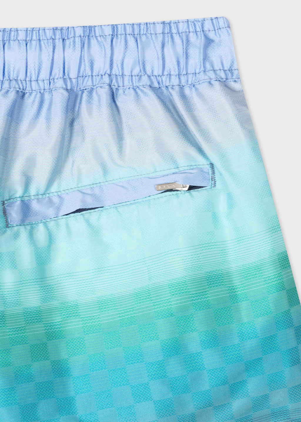 Men's Blue Gradient Check Jacquard Swim Shorts