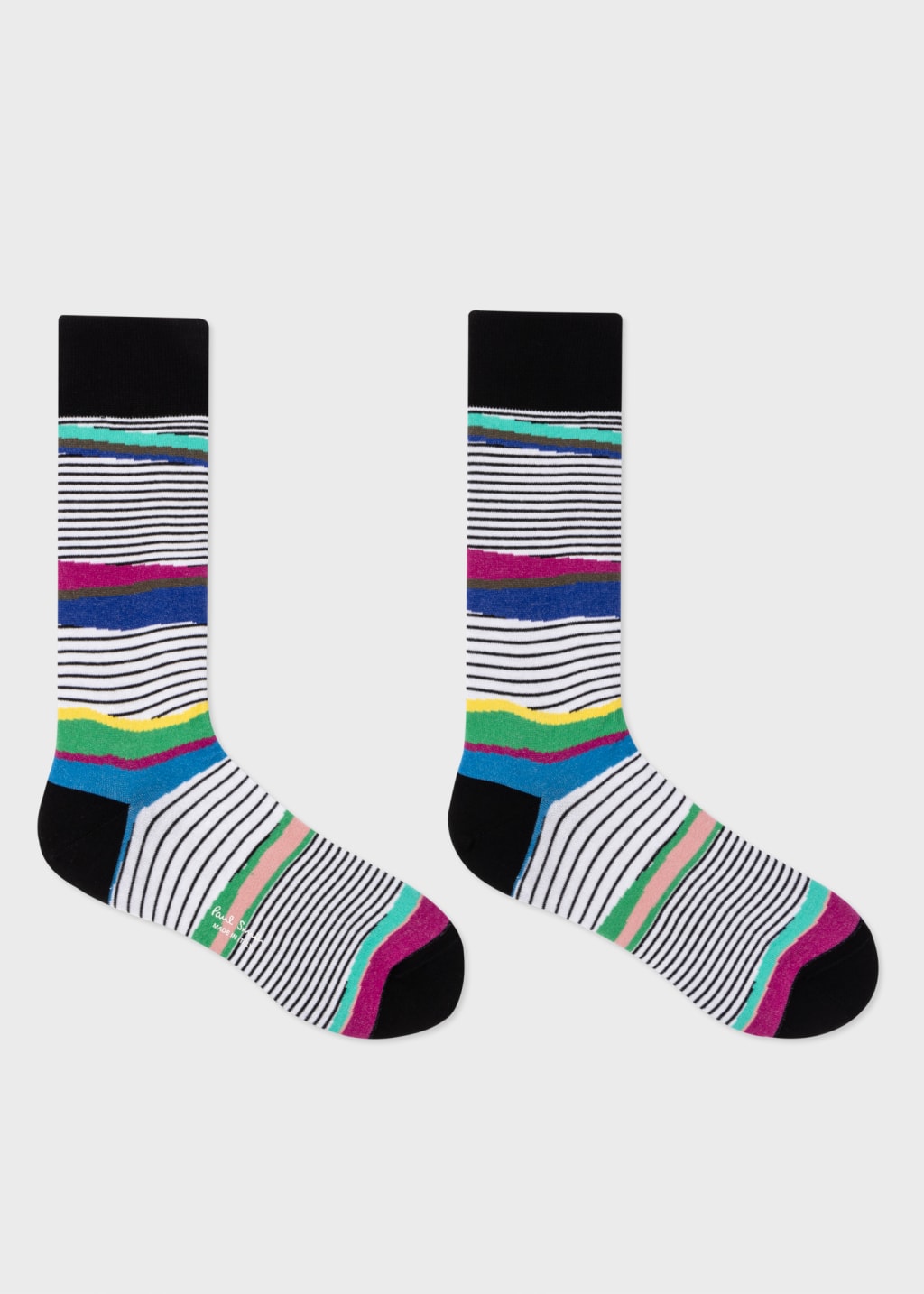 Men's Black and White 'Plains' Stripe Socks