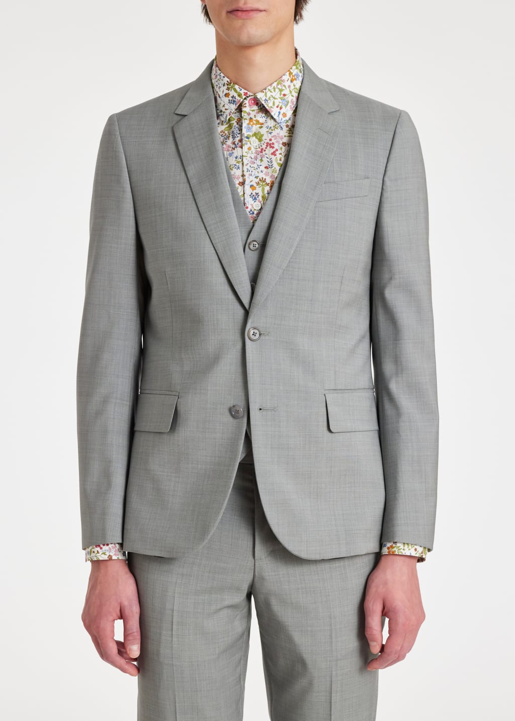 The Soho - Men's Tailored-Fit Grey Overdyed Melange Wool Three-Piece Suit