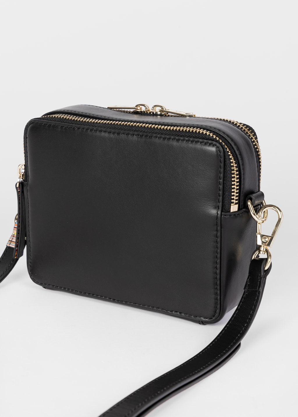 Women's Black Leather 'Signature Stripe' Camera Bag