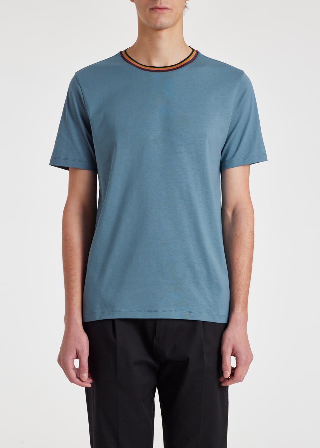 Men's Powder Blue 'Artist Stripe' Collar T-Shirt
