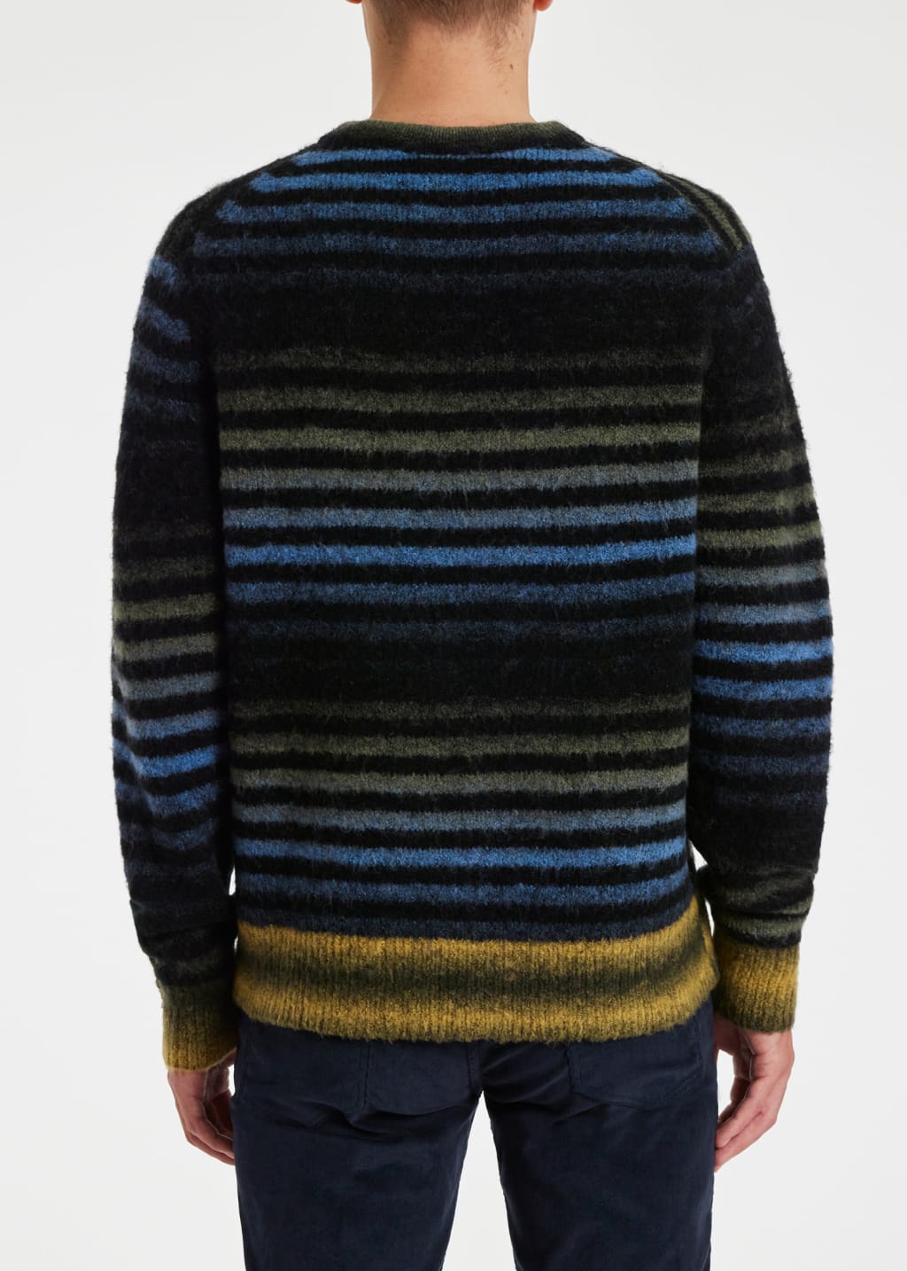 Men's Blue Multi-Stripe Merino-Blend Sweater