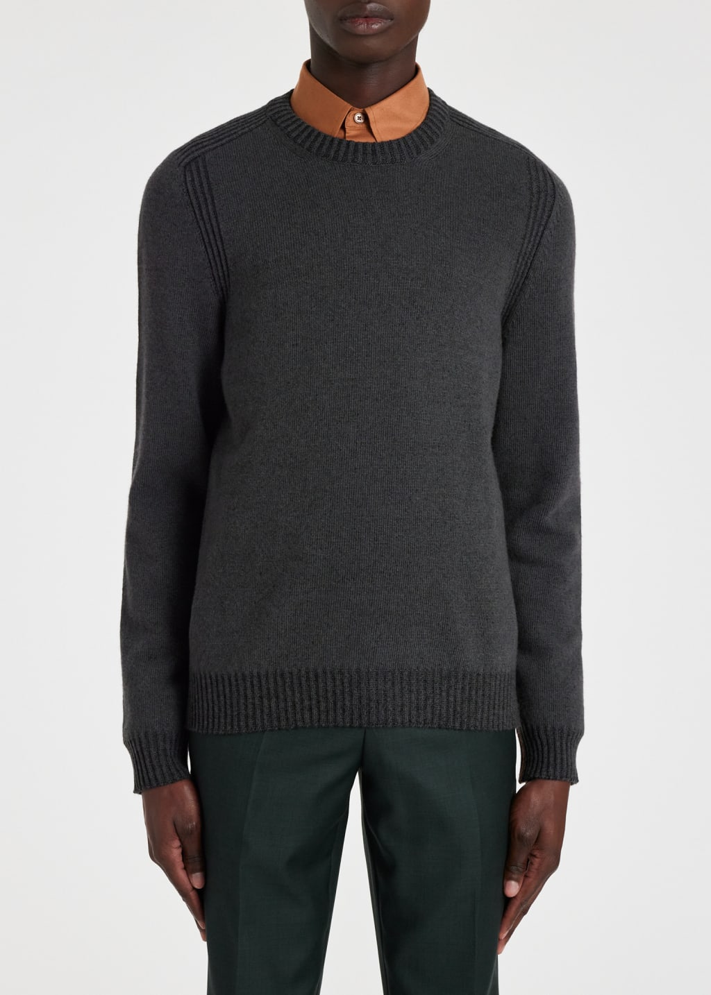 Pull à Col Rond Homme Vert Foncé en Laine d'agneau