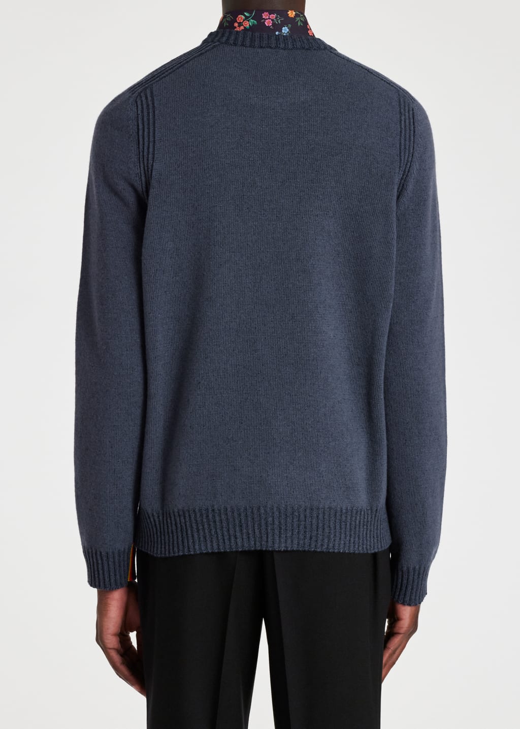 Men's Mid Blue Lambswool Crew Neck Sweater