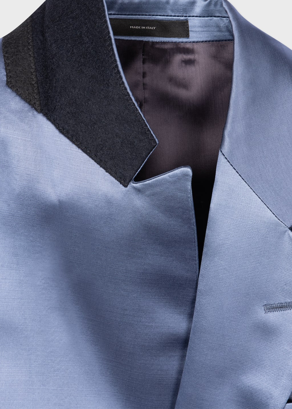 Men's Dusty Blue Viscose-Wool Satin Blazer