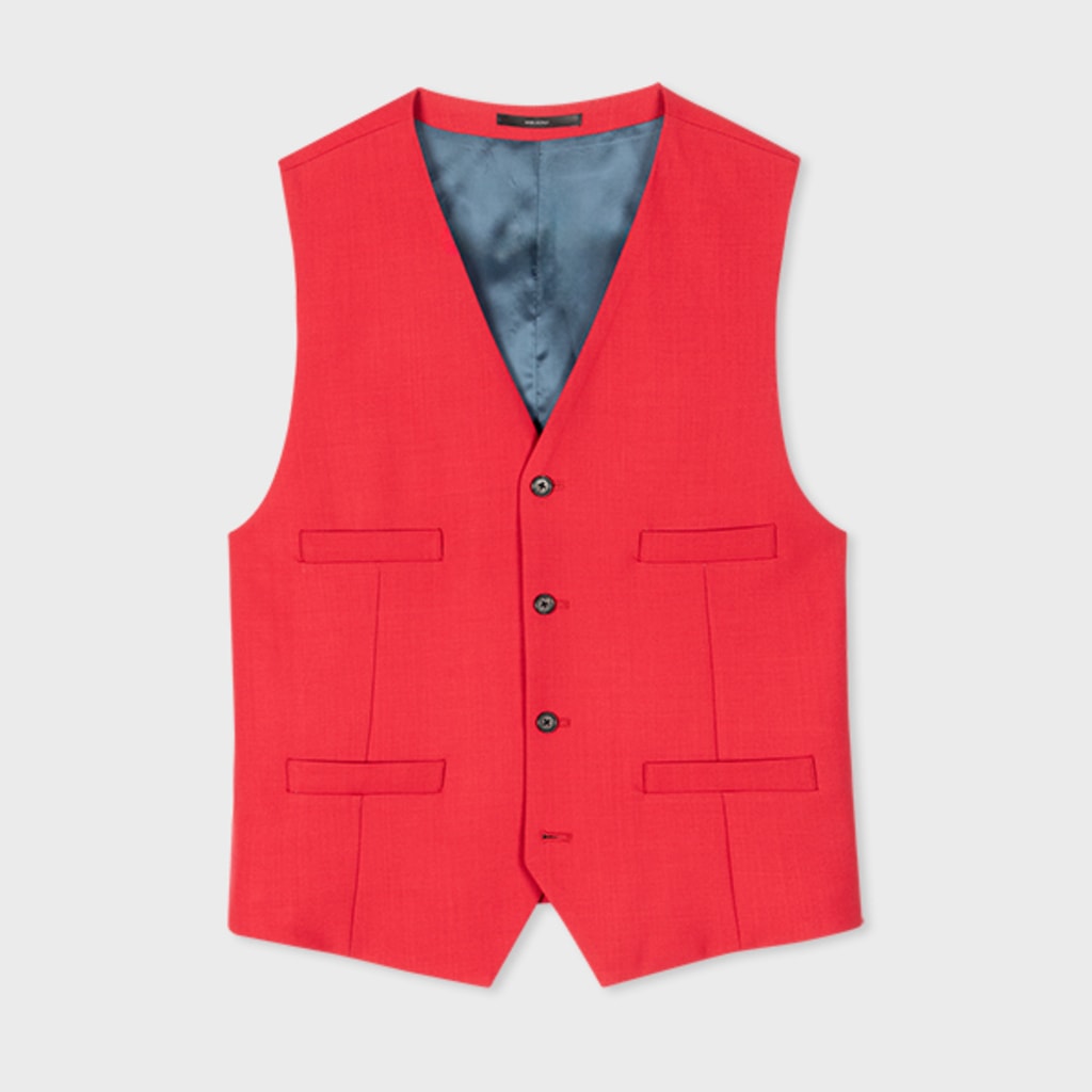 Men's Red Fresco Wool Waistcoat