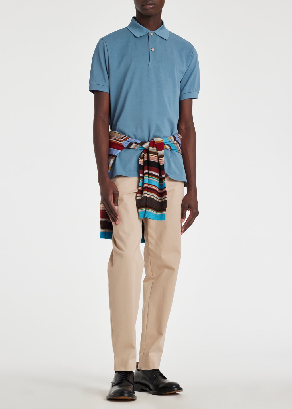 Men's Light Blue Polo Shirt with Charm Buttons