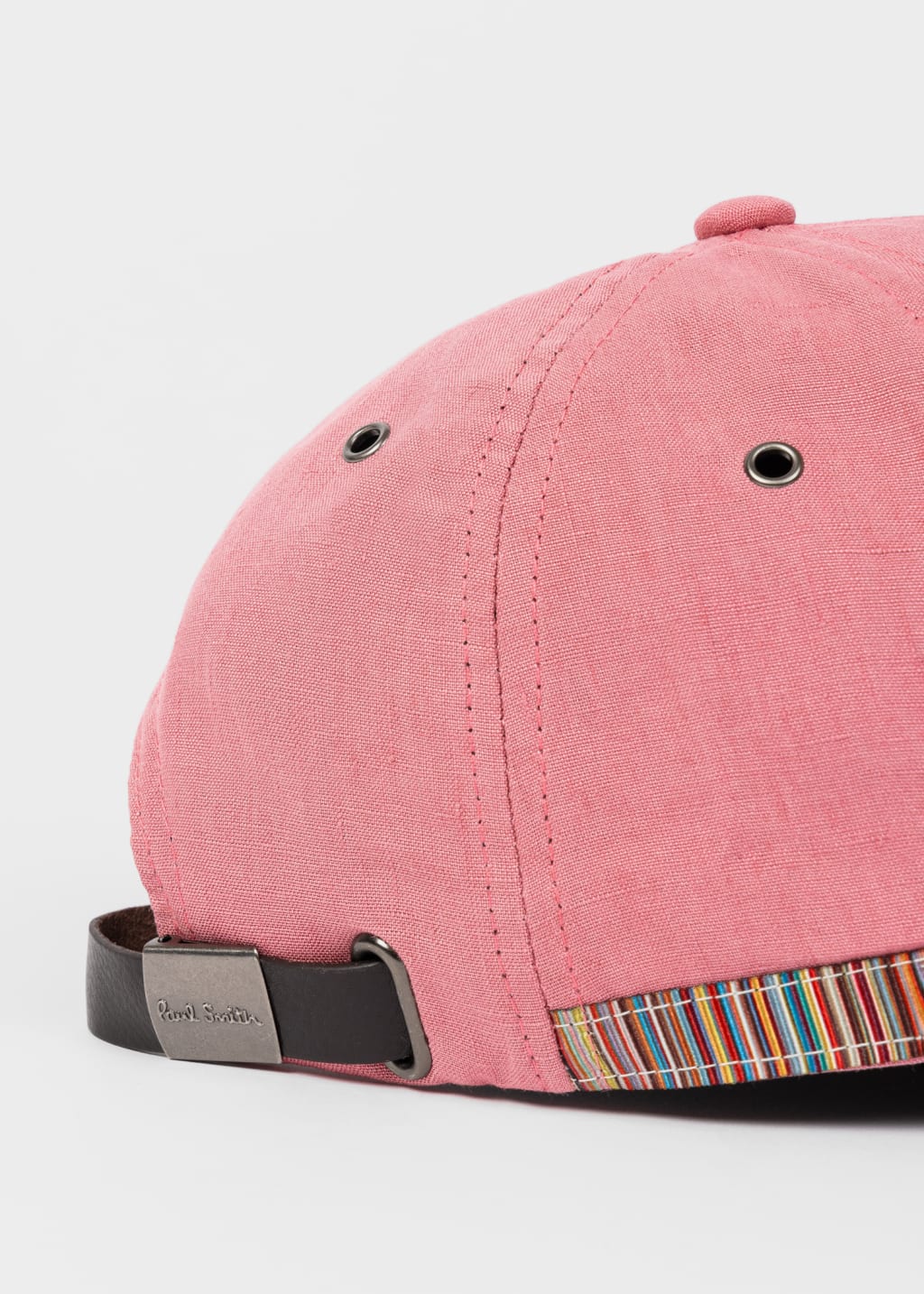 Pink Linen Signature Stripe Trim Cap