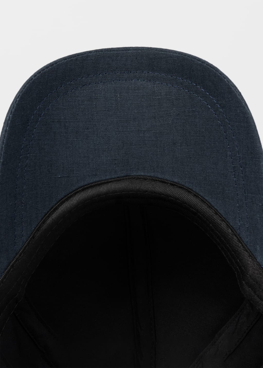 Dark Navy Linen Signature Stripe Trim Cap
