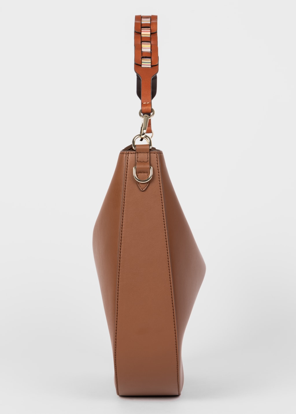 Women's Tan Leather Hobo Bag With Woven Strap