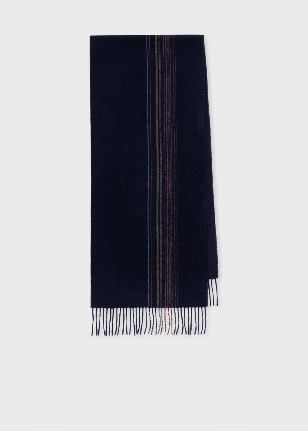 Navy Lambswool-Cashmere 'Signature Stripe' Scarf