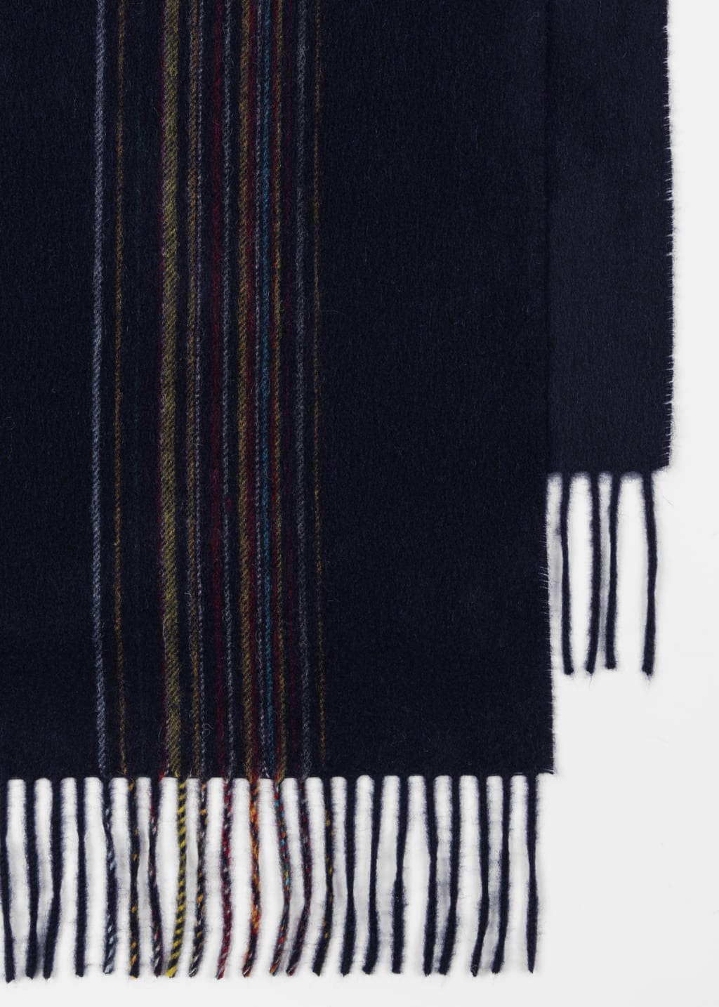Navy Lambswool-Cashmere 'Signature Stripe' Scarf